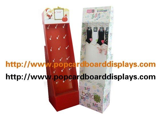 Recycle peg hooks Cardboard Floor Displays for socks , Cardboard Advertising Displays supplier