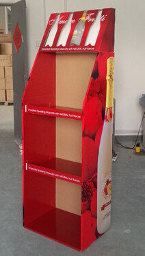 Red Wine Cardboard Floor Displays , Advertising Curved Corrugated Pop Displays supplier