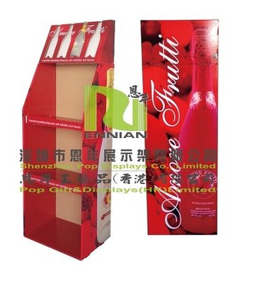 Red Wine Cardboard Floor Displays , Advertising Curved Corrugated Pop Displays supplier