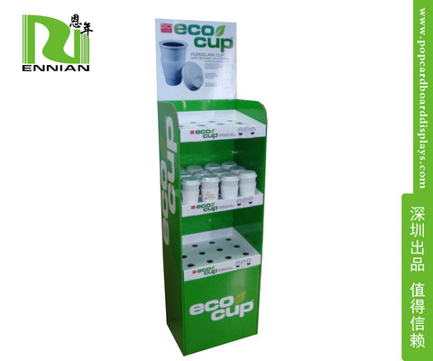 Promotional Cardboard Floor Displays , Coffee Mug / Cup Cardboard Display Rack supplier