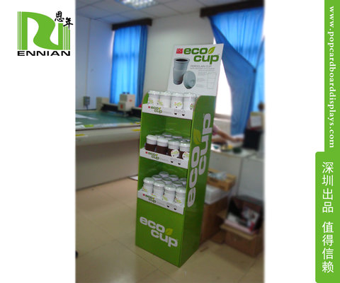 Promotional Cardboard Floor Displays , Coffee Mug / Cup Cardboard Display Rack supplier
