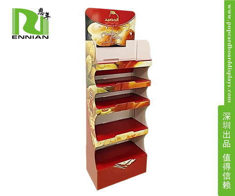 Printing 5 Tier Bread / Snack Cardboard Floor Displays Rack For Promotion supplier
