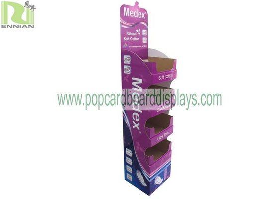 Sanitary Towel Cardboard Floor Display Corrugated Paper 4 Shelf , SGS supplier