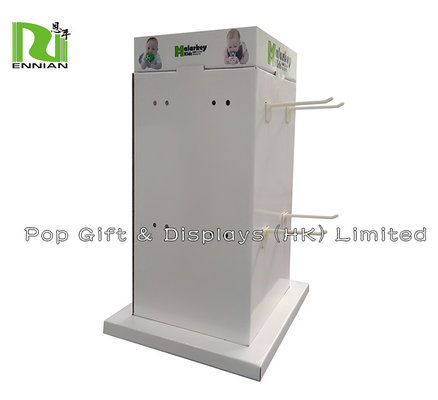 4 Sides Spinner Display Racks Headphone Cardboard Floor Display With Plastic Peg Hook supplier
