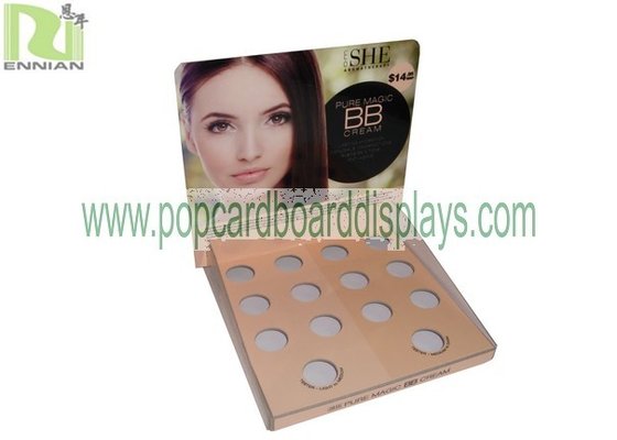 BB Cream Pop Custom Cardboard Holes Counter Display Cosmetic Point Of Sale Display supplier