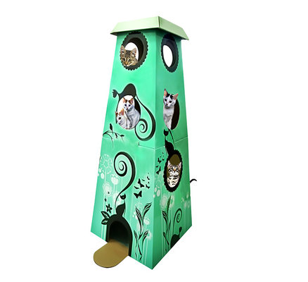 New Design Corrugated Cardboard Cat Furniture House Display For Pets Playing supplier