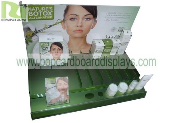 Green Acrylic Display Stands Customized Graphic / Size For Makeup Products supplier