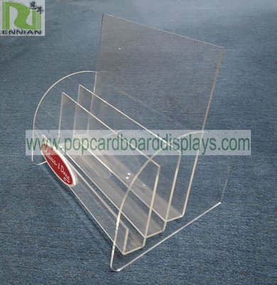 POP 3 Tiers Acrylic Display Stands Counter Magazine Brochure Display Racks supplier