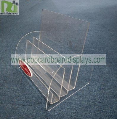 POP 3 Tiers Acrylic Display Stands Counter Magazine Brochure Display Racks supplier