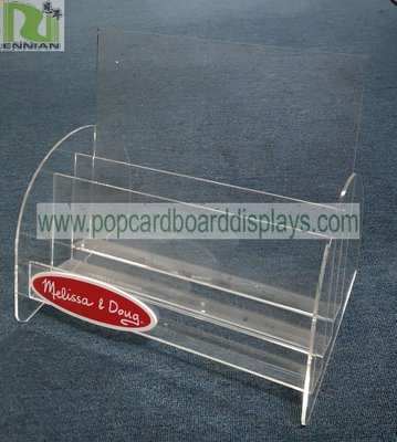 POP 3 Tiers Acrylic Display Stands Counter Magazine Brochure Display Racks supplier