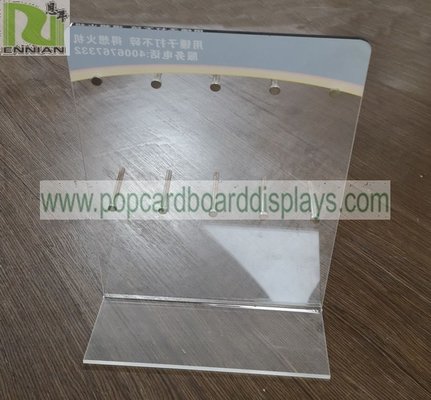 Counter Lighter POS Clear Acrylic Brochure Holder Durable With Metal Hooks supplier