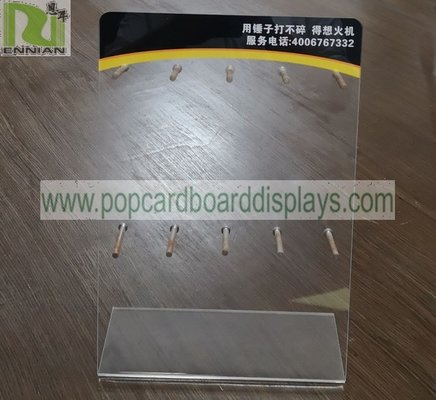 Counter Lighter POS Clear Acrylic Brochure Holder Durable With Metal Hooks supplier