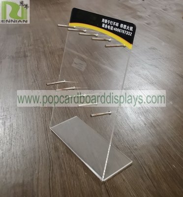 Counter Lighter POS Clear Acrylic Brochure Holder Durable With Metal Hooks supplier