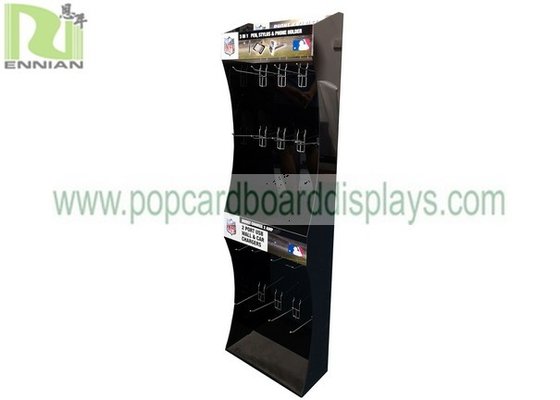 Black Acrylic Counter Display Stands PS Material Sidekick Type With Metal Pegs supplier