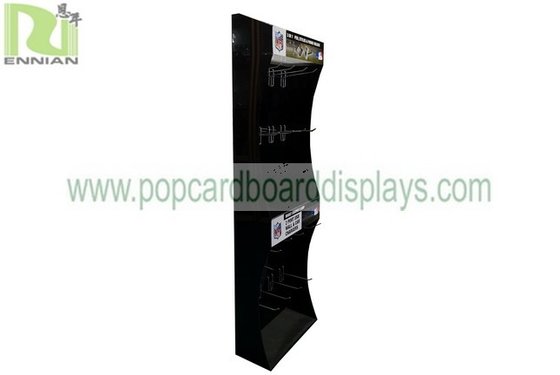 Black Acrylic Counter Display Stands PS Material Sidekick Type With Metal Pegs supplier