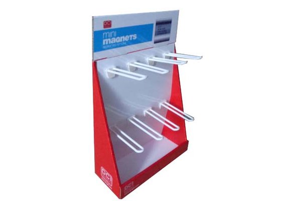 custom POP cardboard accessories counter display box with hooks can hold bags or blaster supplier