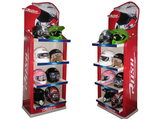 Helmet floor displays with shelf retail display stand ENFD005 supplier