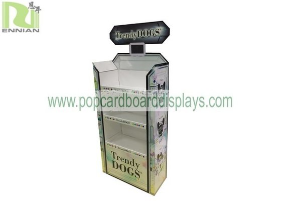 LCD Screen Pets Products Pop Display Shelf , Flooring Corrugated Display Rack supplier