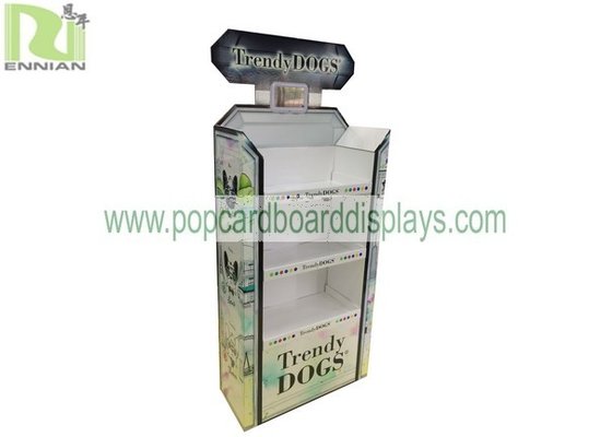 LCD Screen Pets Products Pop Display Shelf , Flooring Corrugated Display Rack supplier