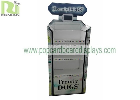 LCD Screen Pets Products Pop Display Shelf , Flooring Corrugated Display Rack supplier