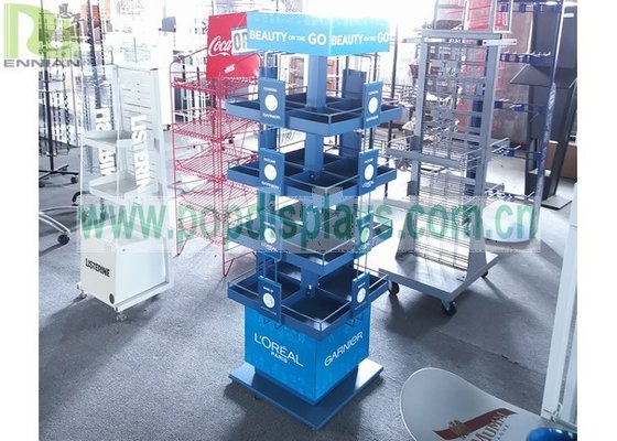 Metal Wire Display Racks Custom 4 Sides 4 Wheels Rotatable With SGS Approval supplier