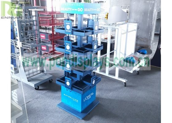 Metal Wire Display Racks Custom 4 Sides 4 Wheels Rotatable With SGS Approval supplier