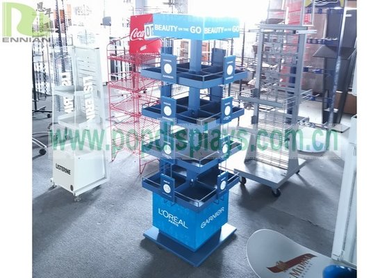 Metal Wire Display Racks Custom 4 Sides 4 Wheels Rotatable With SGS Approval supplier