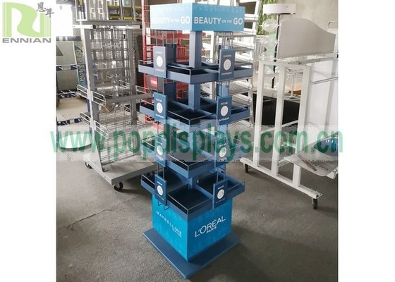 Metal Wire Display Racks Custom 4 Sides 4 Wheels Rotatable With SGS Approval supplier