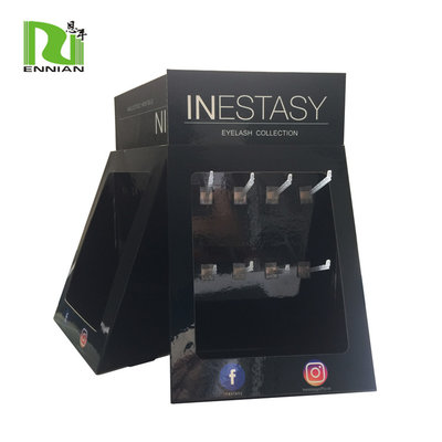 countertop pets display stand ,cardboard counter display unit with plastic hooks for blister products supplier