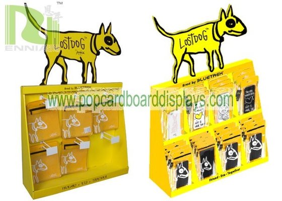 countertop pets display stand ,cardboard counter display unit with plastic hooks for blister products supplier