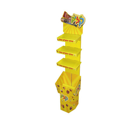Yellow Advertising Candy Cardboard Floor Displays Stands For Shopping Mall supplier
