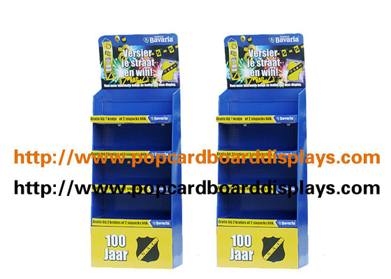Blue Supermarket Cardboard Floor Displays For Shampoo Promotion With 4 layers supplier