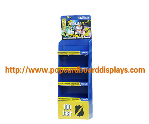 Blue Supermarket Cardboard Floor Displays For Shampoo Promotion With 4 layers supplier