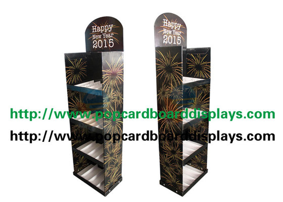 Black Four Tier Heavy Duty Corrugated Cardboard Display Stands With inner cards supplier