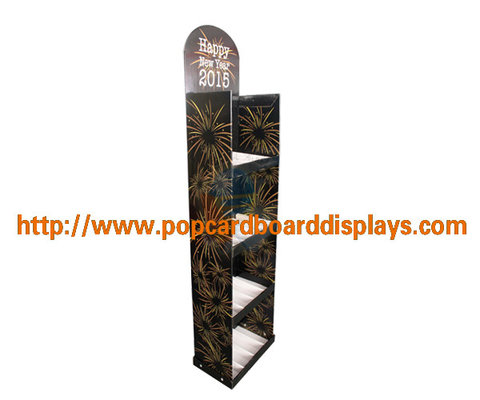 Black Four Tier Heavy Duty Corrugated Cardboard Display Stands With inner cards supplier