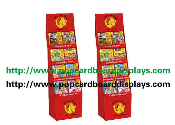 Recycled Paper Display Stands With Glossy Varnish For Magazine with red color supplier