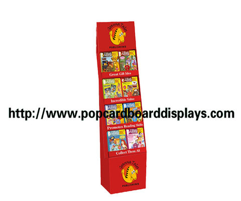 Recycled Paper Display Stands With Glossy Varnish For Magazine with red color supplier