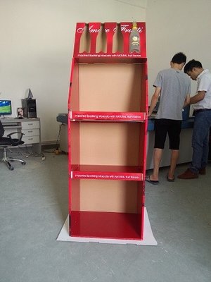Red wine cardboard floor displays vodka pop display rack liquor retail pop shelf supplier