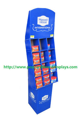 Blue Grid Cardboard Display Stands For Battery / Electronic Products supplier