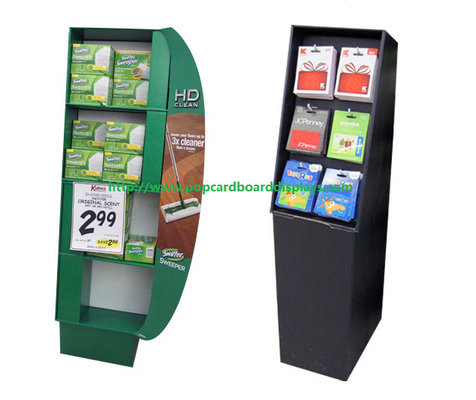 Free Standing Green Cosmetics Cardboard Retail Display Glossy Lamination supplier