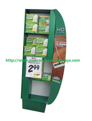 Free Standing Green Cosmetics Cardboard Retail Display Glossy Lamination supplier