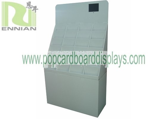 POP LCD cardboard books display shelf cardboard greeting card display stand with LCD can play vidio pop up display stand supplier