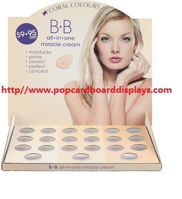 Cosmetic cardboard counter displays pop retail BB cream countertop display supplier