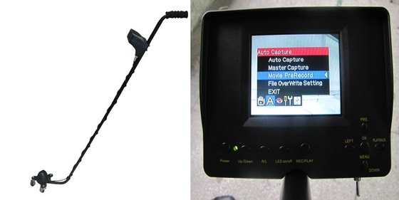Hand held under vehicle explosive bomb detector with infrared and Video Recording