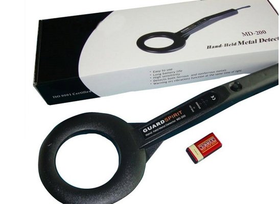 Public Security Portable hand held body scanner Black With vibration motor
