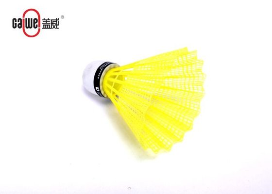 Yellow Synthetic Feather Shuttlecock , Badminton Shuttlecock For Outdoor Play