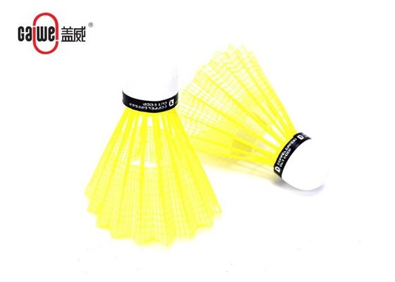 Yellow Synthetic Feather Shuttlecock , Badminton Shuttlecock For Outdoor Play