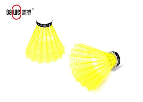 Yellow Synthetic Feather Shuttlecock , Badminton Shuttlecock For Outdoor Play
