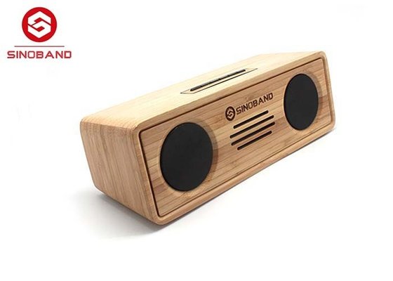 Desktop Bamboo Bluetooth Cube Speakers for Ipad / Cell Phone / Computer