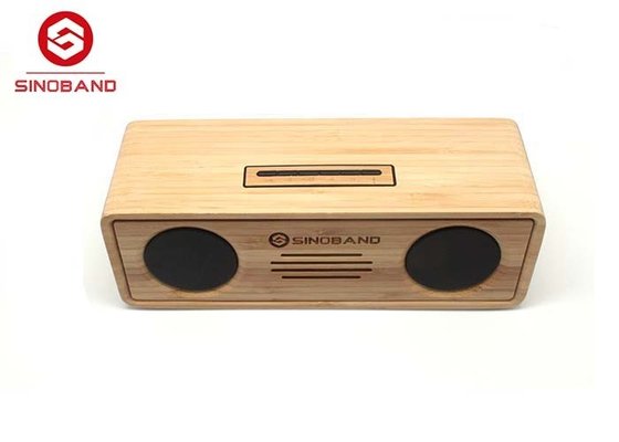 Desktop Bamboo Bluetooth Cube Speakers for Ipad / Cell Phone / Computer